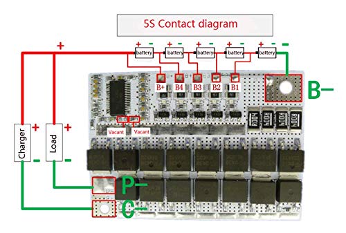 5S 21V 100A BMS Li-ion Lithium Battery Protection Board Circuit Li-Polymer Balance Charging Module for 3.7V LCO Battery Packs (5S 21V)