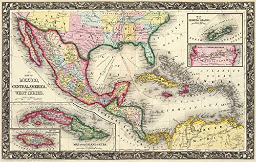 Mexico, Central America, and The West Indies - 1860 - Map Poster