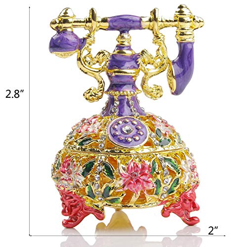 SEVENBEES Telephone Figurine Jewelry Trinket Box Vintage Jewelry box Trinket boxes hinged Gifts