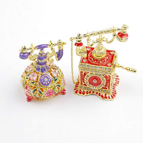 SEVENBEES Telephone Figurine Jewelry Trinket Box Vintage Jewelry box Trinket boxes hinged Gifts