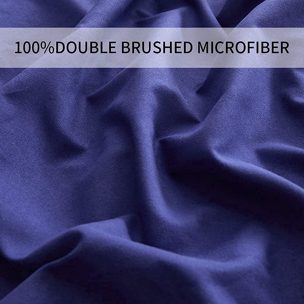 DERBELL Bed Sheet Set - Brushed Microfiber Bedding - Bedding Sheets & Pillowcases - Deep Pockets - Easy Fit - Breathable & Cooling Sheets - 4 Piece Full Blue Set