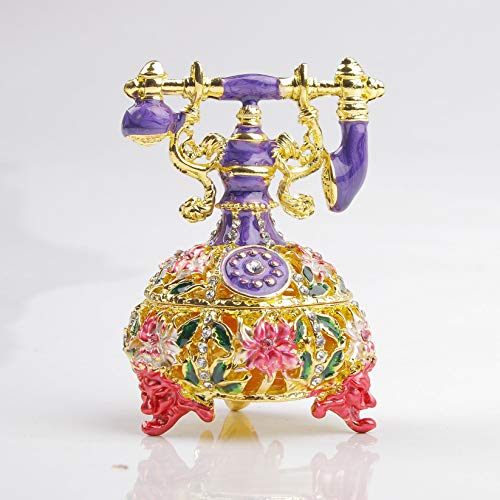 SEVENBEES Telephone Figurine Jewelry Trinket Box Vintage Jewelry box Trinket boxes hinged Gifts