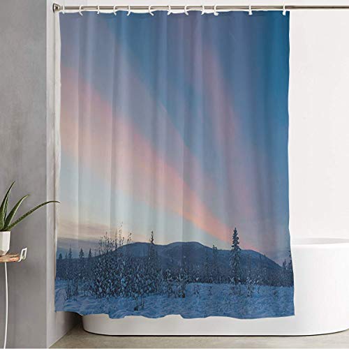 Staroden Shower Curtain with Hooks Oymyakon Yakutia Siberia Life Russia Purple Sunset Abrupt Nature Pole Parks Geography Cold Outdoor Waterproof Decorative Bathroom Cloth Fabric Set 72" x 78"