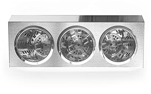 overstockedkitchen Flatware Organizers Stainless Steel Cylinder Flatware Silverware Utensil Holder Organizer Caddy (3 holes)