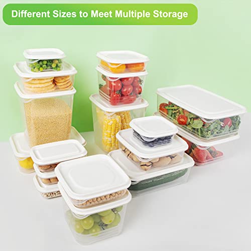 GEIKR 17 Pack Stackable Food Storage Containers with Lids, BPA-Free Plastic Meal Prep Container Reusable, Refrigerator & Freezer & Microwave & Dishwasher Safe Kitchen Organizer