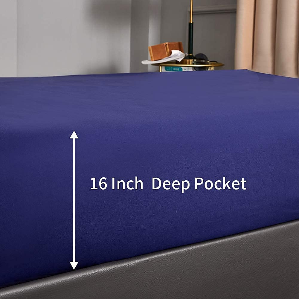 DERBELL Bed Sheet Set - Brushed Microfiber Bedding - Bedding Sheets & Pillowcases - Deep Pockets - Easy Fit - Breathable & Cooling Sheets - 4 Piece Full Blue Set