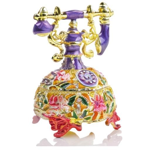 SEVENBEES Telephone Figurine Jewelry Trinket Box Vintage Jewelry box Trinket boxes hinged Gifts