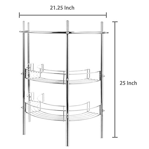 MyGift Under-The-Sink Bathroom Quality Pedestal Storage Rack with 2 Shelves & Hand Towel Bar, Chrome Plated