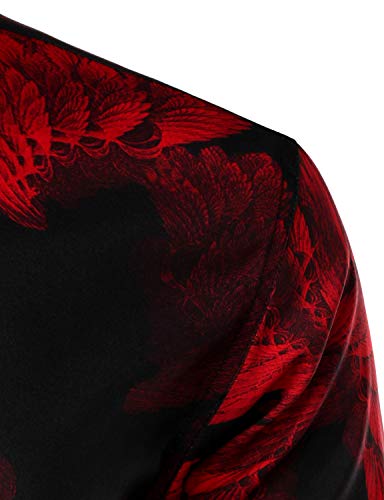 ZEROYAA Men's Hipster Urban Design 3D Printed Slim Fit Long Sleeve Button Up Dress Shirts ZLCL30-Red XX-Large
