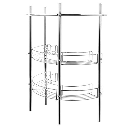 MyGift Under-The-Sink Bathroom Quality Pedestal Storage Rack with 2 Shelves & Hand Towel Bar, Chrome Plated