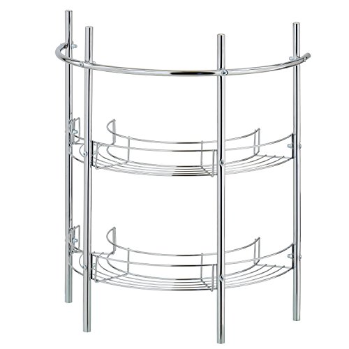 MyGift Under-The-Sink Bathroom Quality Pedestal Storage Rack with 2 Shelves & Hand Towel Bar, Chrome Plated