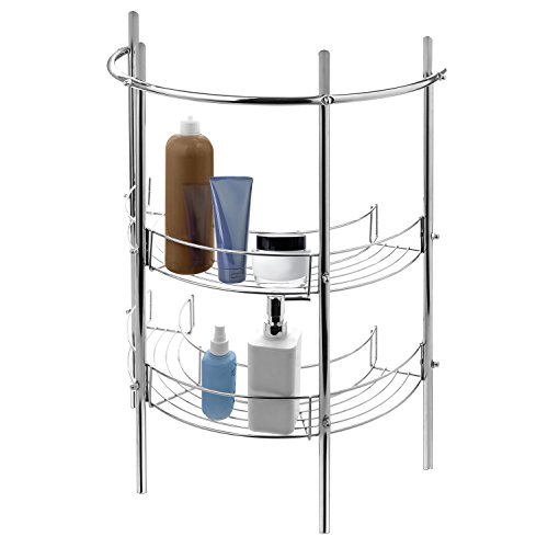 MyGift Under-The-Sink Bathroom Quality Pedestal Storage Rack with 2 Shelves & Hand Towel Bar, Chrome Plated