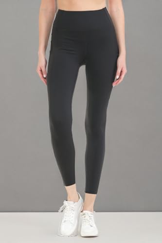Leggings Depot High Waist 7/8 Leggings Workout Yoga Pants with Pockets (Black, Medium)