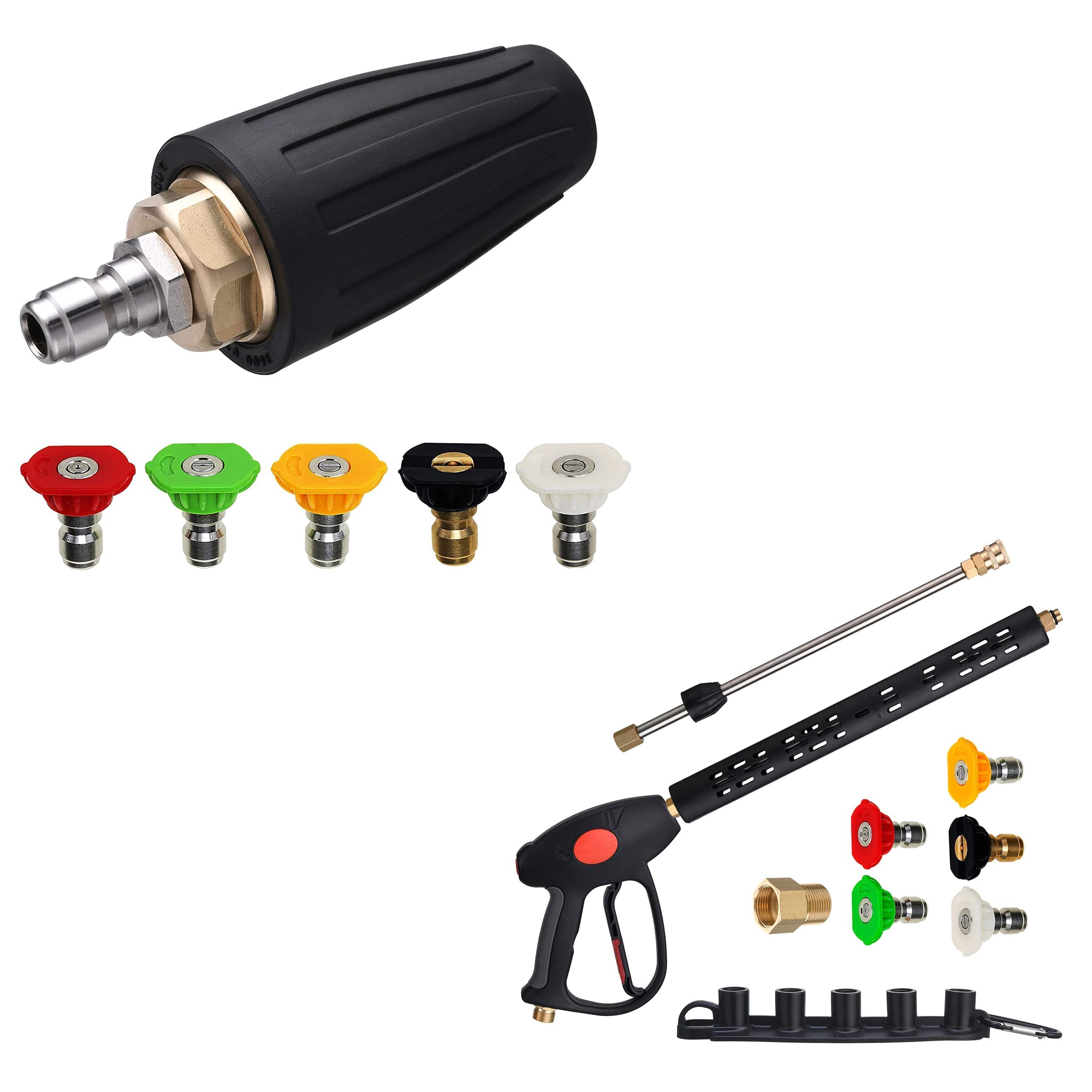 M MINGLE Turbo Nozzle for Pressure Washer, Pressure Washer Gun with Extension Wand, 10 Nozzle Tips