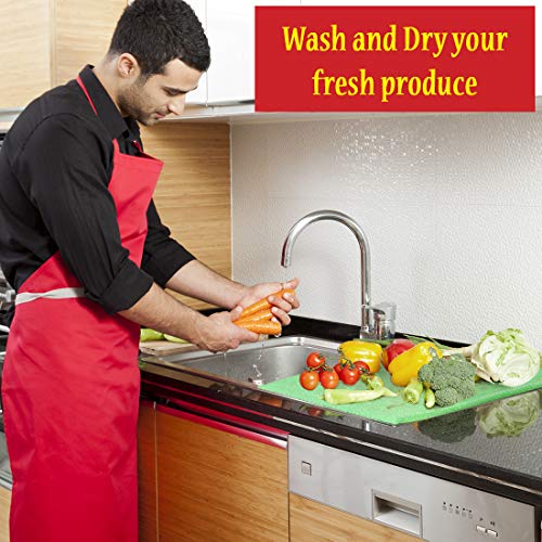 Dualplex® Fruit & Veggie Life Extender Liner for Refrigerator Fridge Drawers, 12 X 15 Inches, 6 Pack Includes 3 Yellow 3 Green – Extends The Life of Your Produce Stays Fresh & Prevents Spoilage