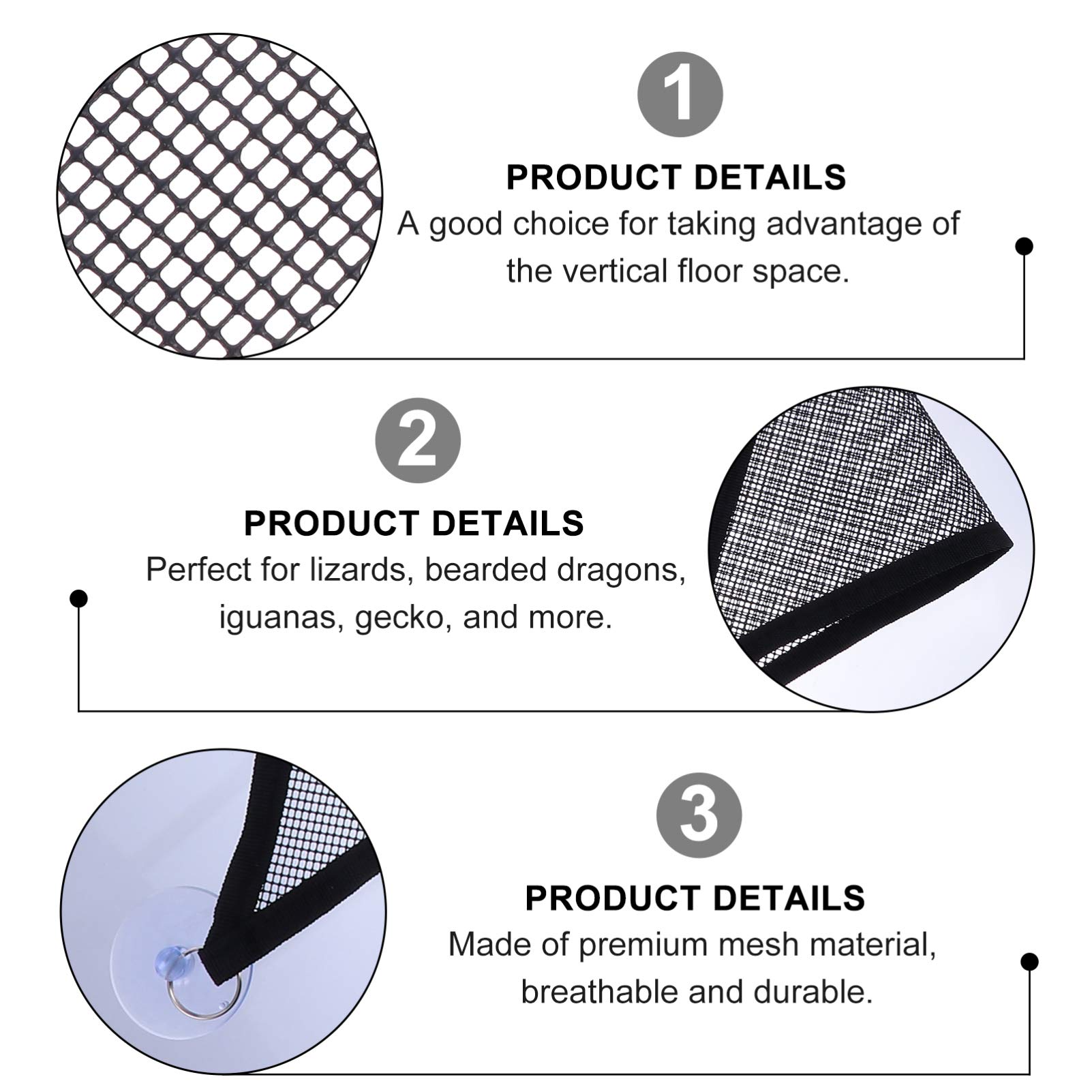 balacoo 2pcs Hammock Terrarium Accessories Reptiles Black Recliner Chair Reptichip Reptile Terrariums Chameleon Accessories Crawling Toys Small Recliner Lizards Pet Glass Mesh Surface