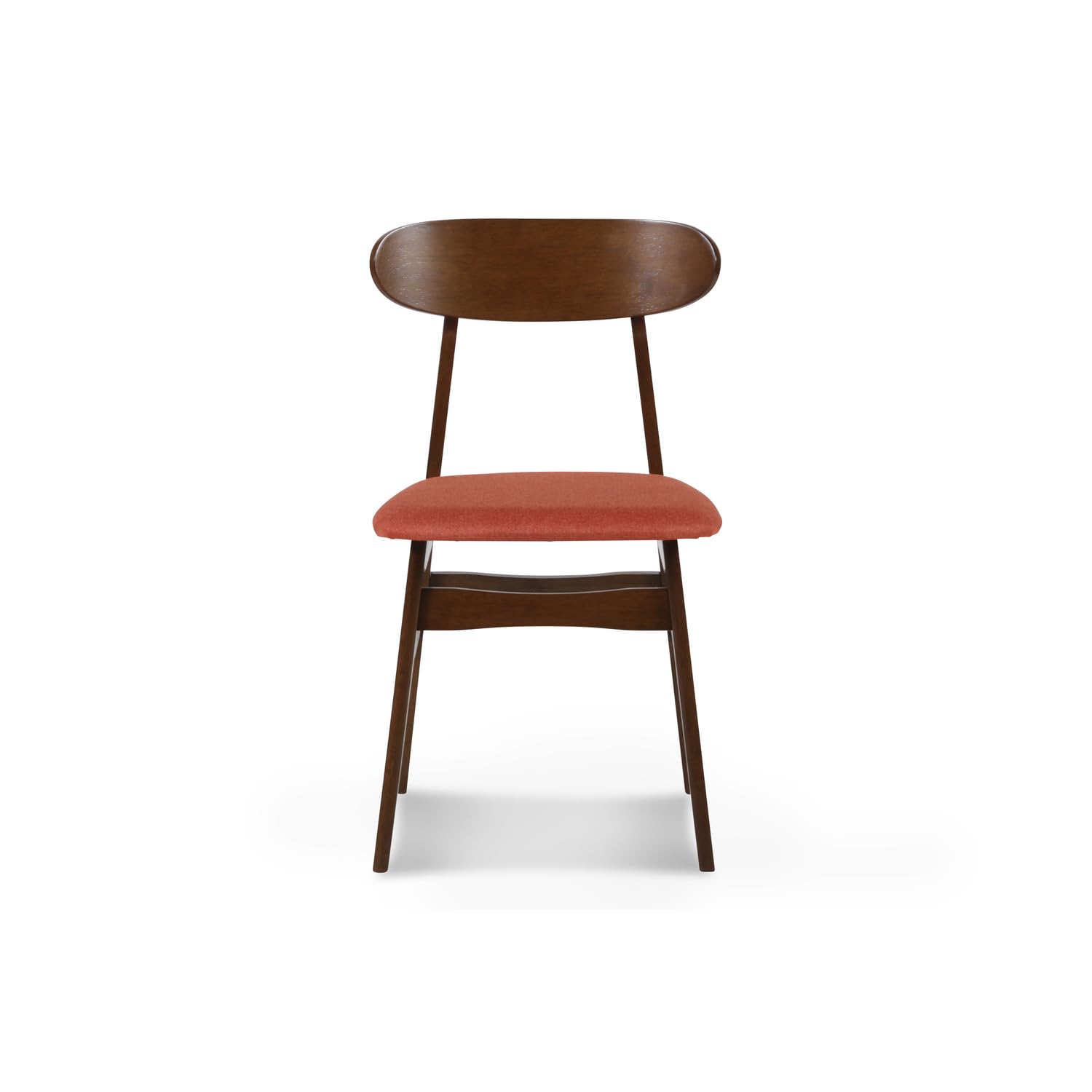 New Classic Furniture Morocco Mid-Century Modern Dining Chair (Set of 2), Orange Cushions, Walnut Brown Finish