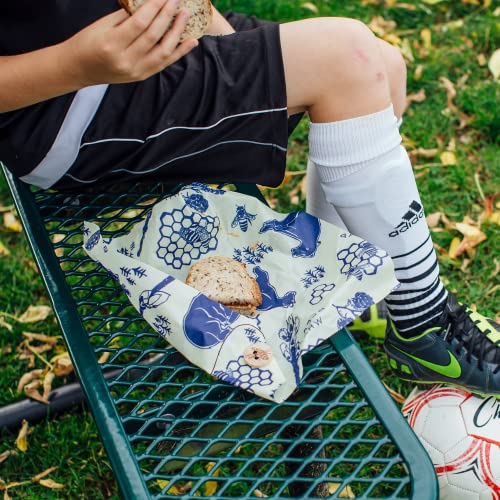Bee's Wrap - Lunch Pack - Made in the US - Beeswax Food Wrap - Bees and Bears Print - 3 Pieces (Sandwich Wrap, 2 Medium Food Wraps)