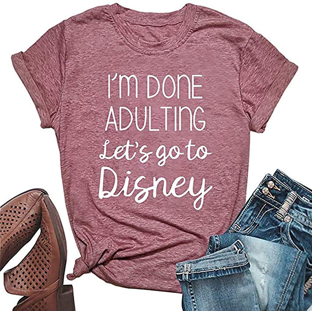 Holiday Cute Funny T Shirt Women Vintage Letter Print Family Trip Tees Casual Vacation Graphic Short Sleeve Shirt Tops (X-Large, Heather Mauve)