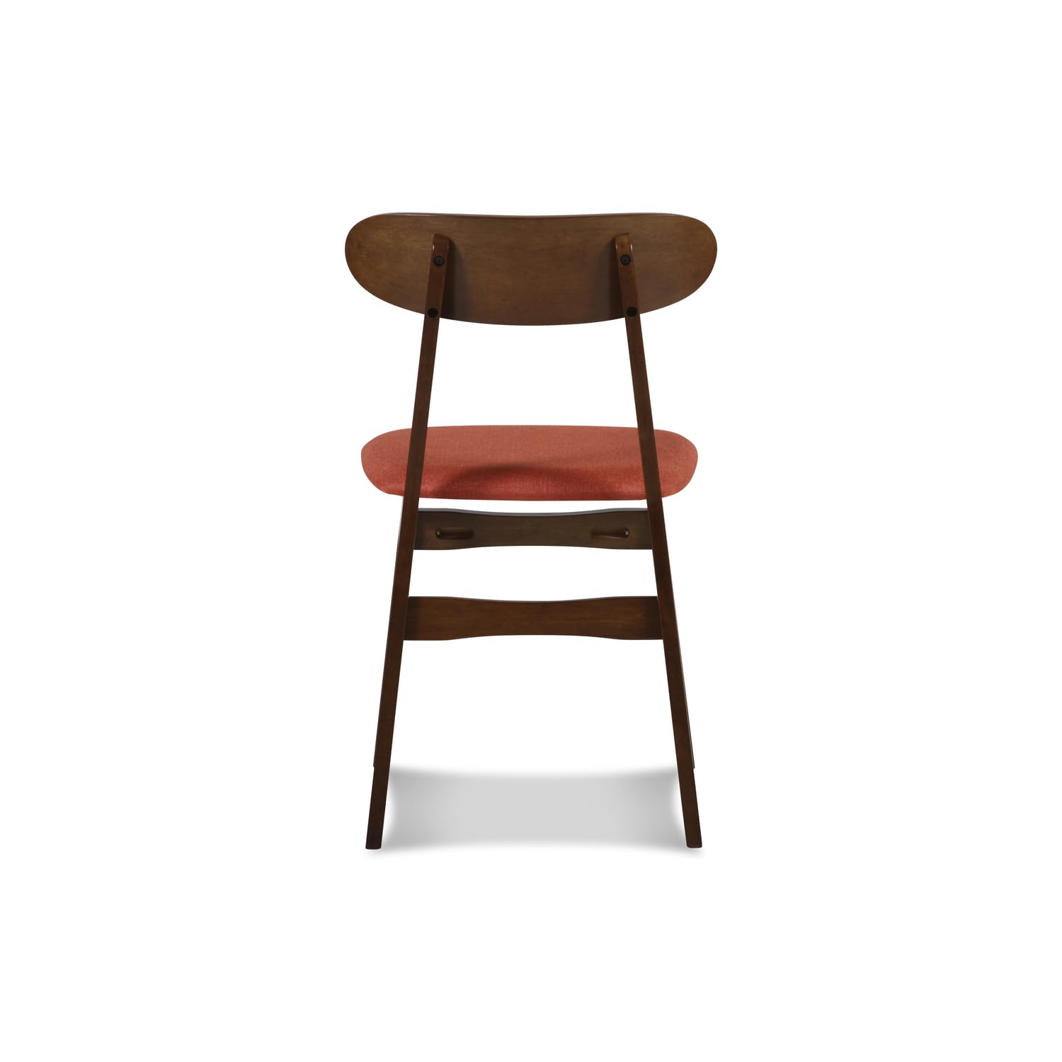 New Classic Furniture Morocco Mid-Century Modern Dining Chair (Set of 2), Orange Cushions, Walnut Brown Finish