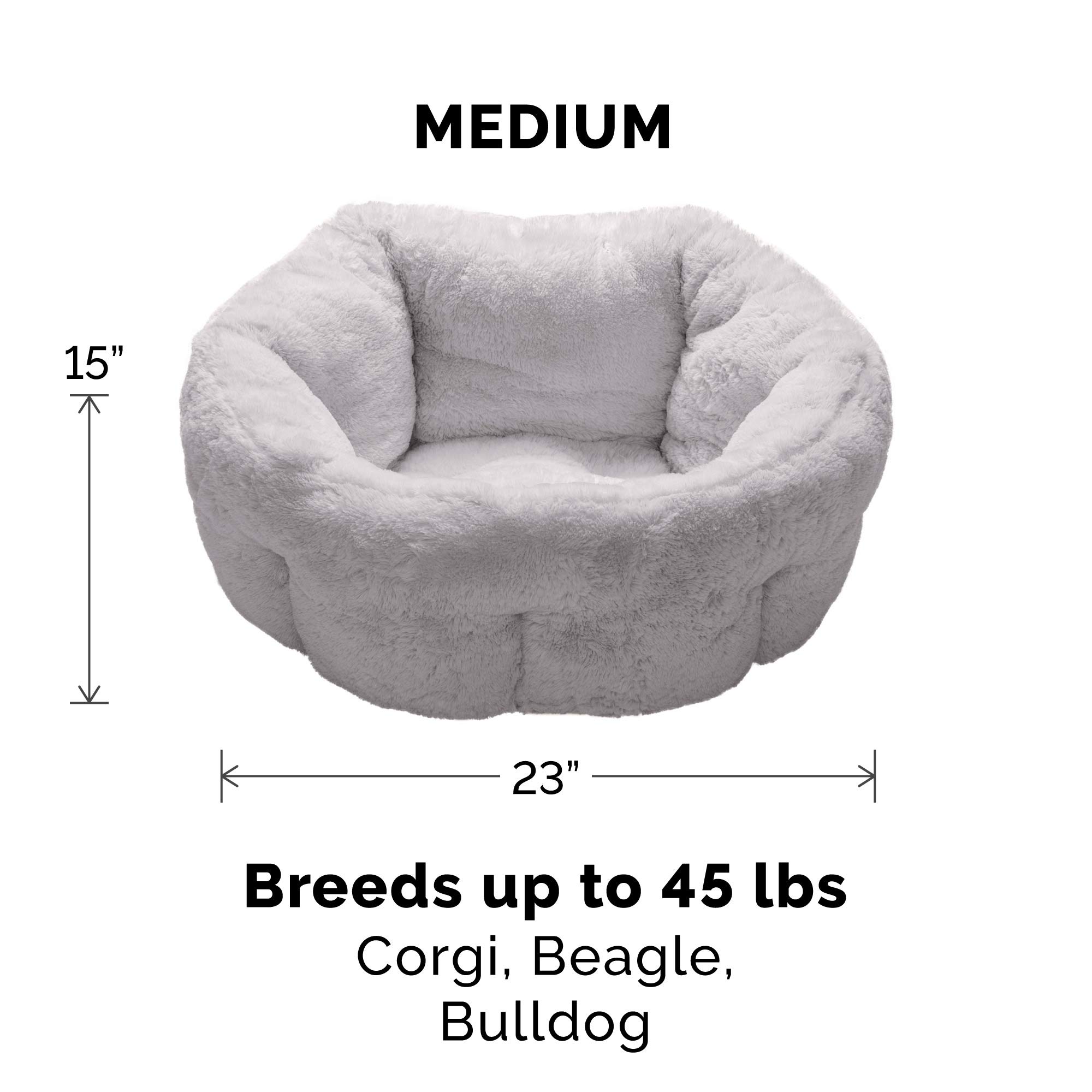 Furhaven 23" Round Self-Warming Pet Bed for Indoor Cats & Medium/Small Dogs, 100% Washable, For Pets Up to 45 lbs - Hi Lo Plush Luxe Faux Fur Cuddler - Gray, Medium