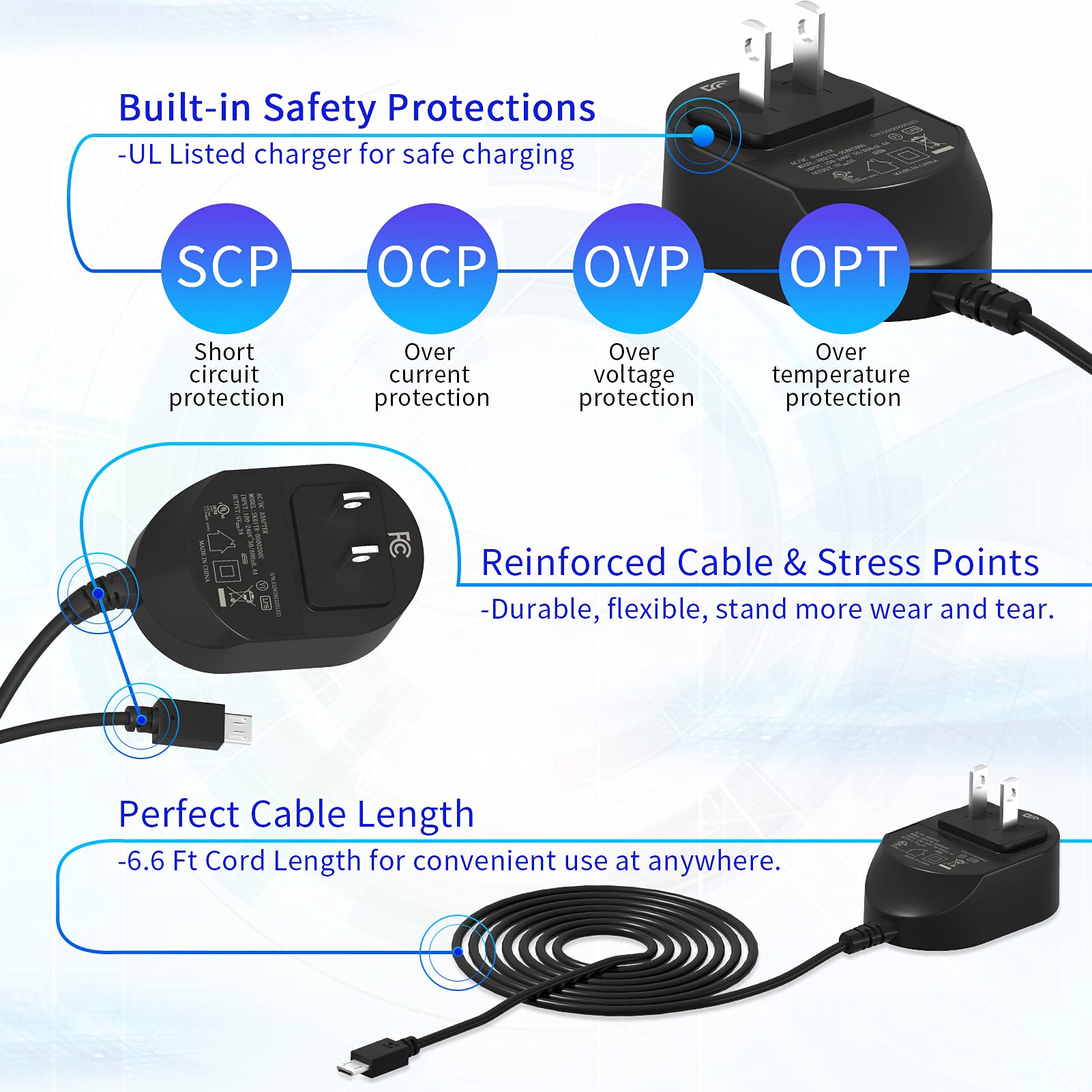 TPLTECH Micro-USB Cable & Power Adapter for Bose Speaker Bundle