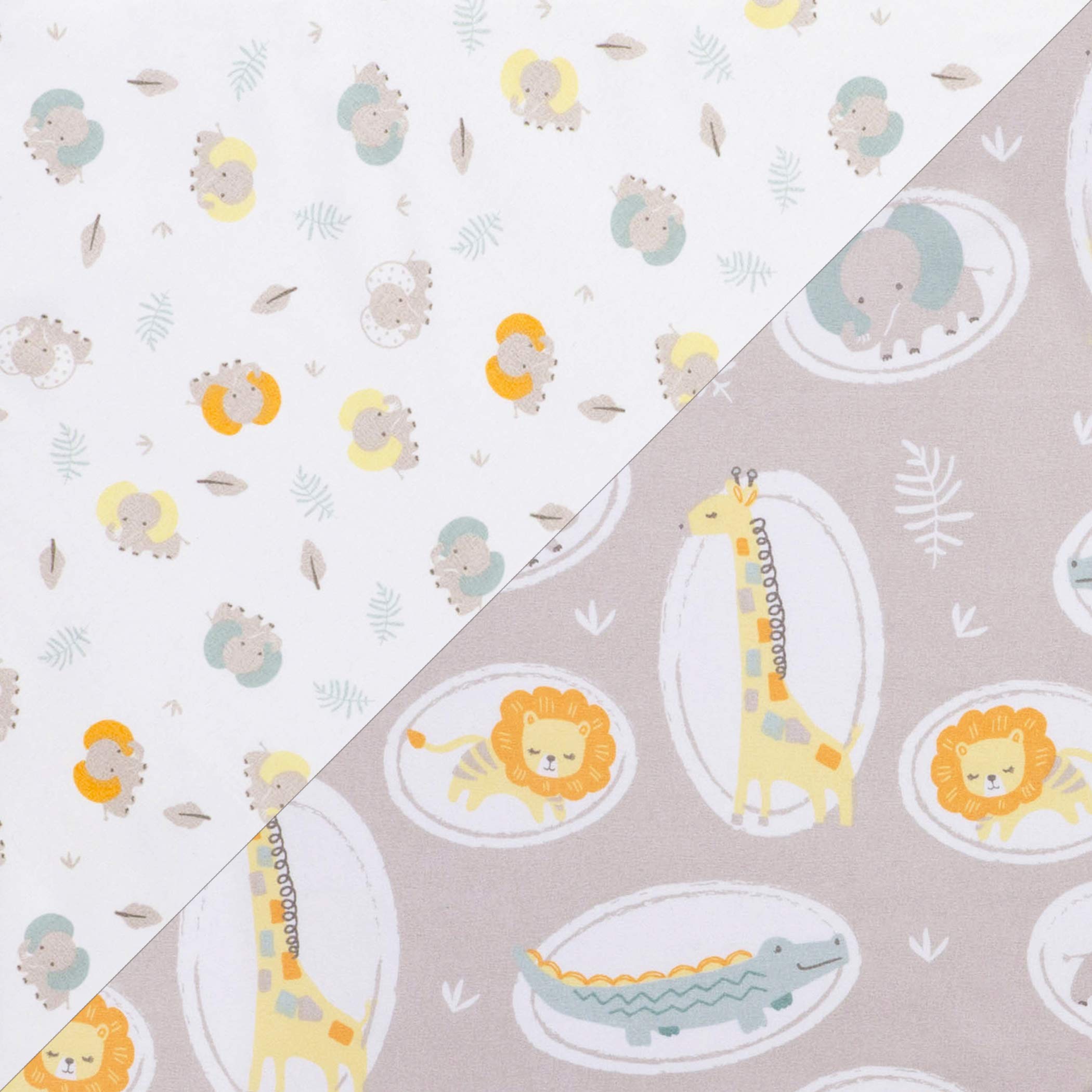 Sammy & Lou Jungle Pals 2-Pack Microfiber Fitted Crib Sheet Set, Fits Standard Crib Mattress 28 in x 52 in; Fully Elasticized,