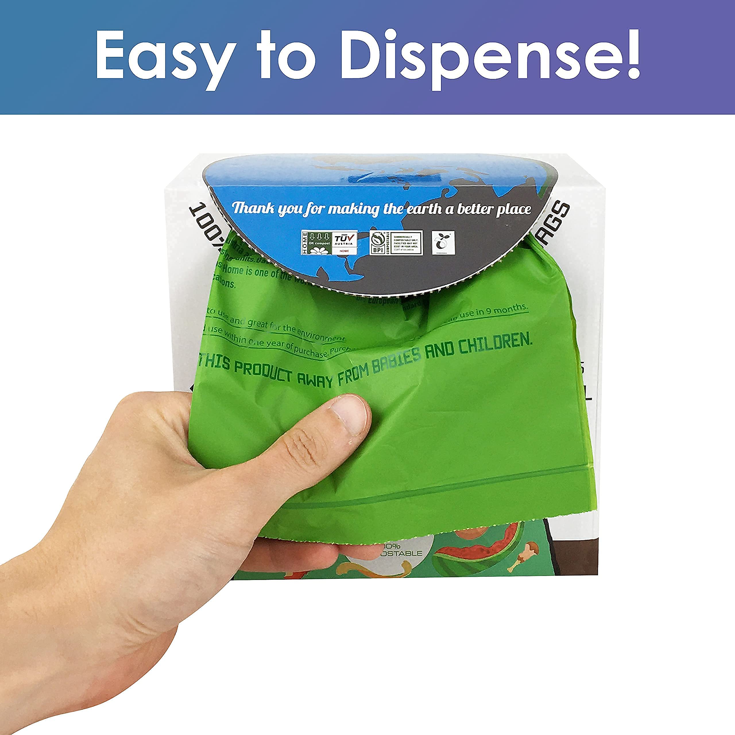 Cacus 100% Compostable Trash Bags, 13 Gallon/49.2L, 80 Count, Heavy Duty 0.90 Mils Thickness, Tall Kitchen Trash Bags, Food Waste Bags, US BPI ASTM D6400 and Europe OK Compost Home Certified