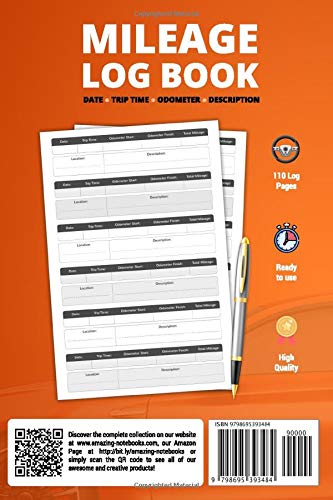 Mileage Log Book: Organize, Management & Track Personal and Small & Medium Business Auto Mileage Notebook for car taxes
