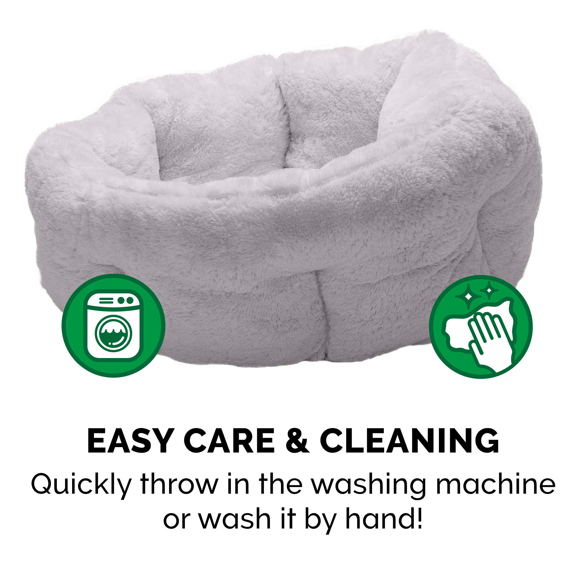 Furhaven 23" Round Self-Warming Pet Bed for Indoor Cats & Medium/Small Dogs, 100% Washable, For Pets Up to 45 lbs - Hi Lo Plush Luxe Faux Fur Cuddler - Gray, Medium