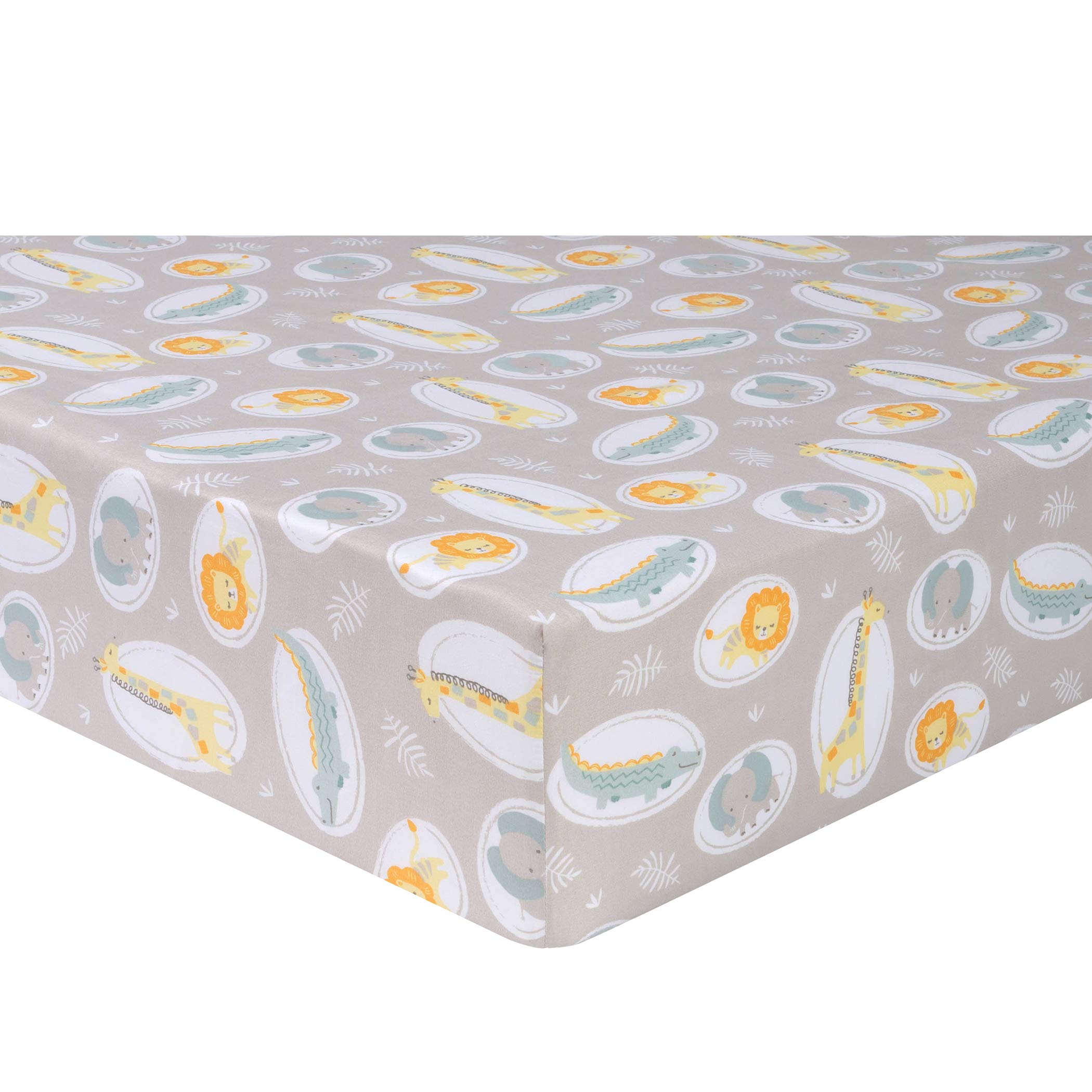 Sammy & Lou Jungle Pals 2-Pack Microfiber Fitted Crib Sheet Set, Fits Standard Crib Mattress 28 in x 52 in; Fully Elasticized,