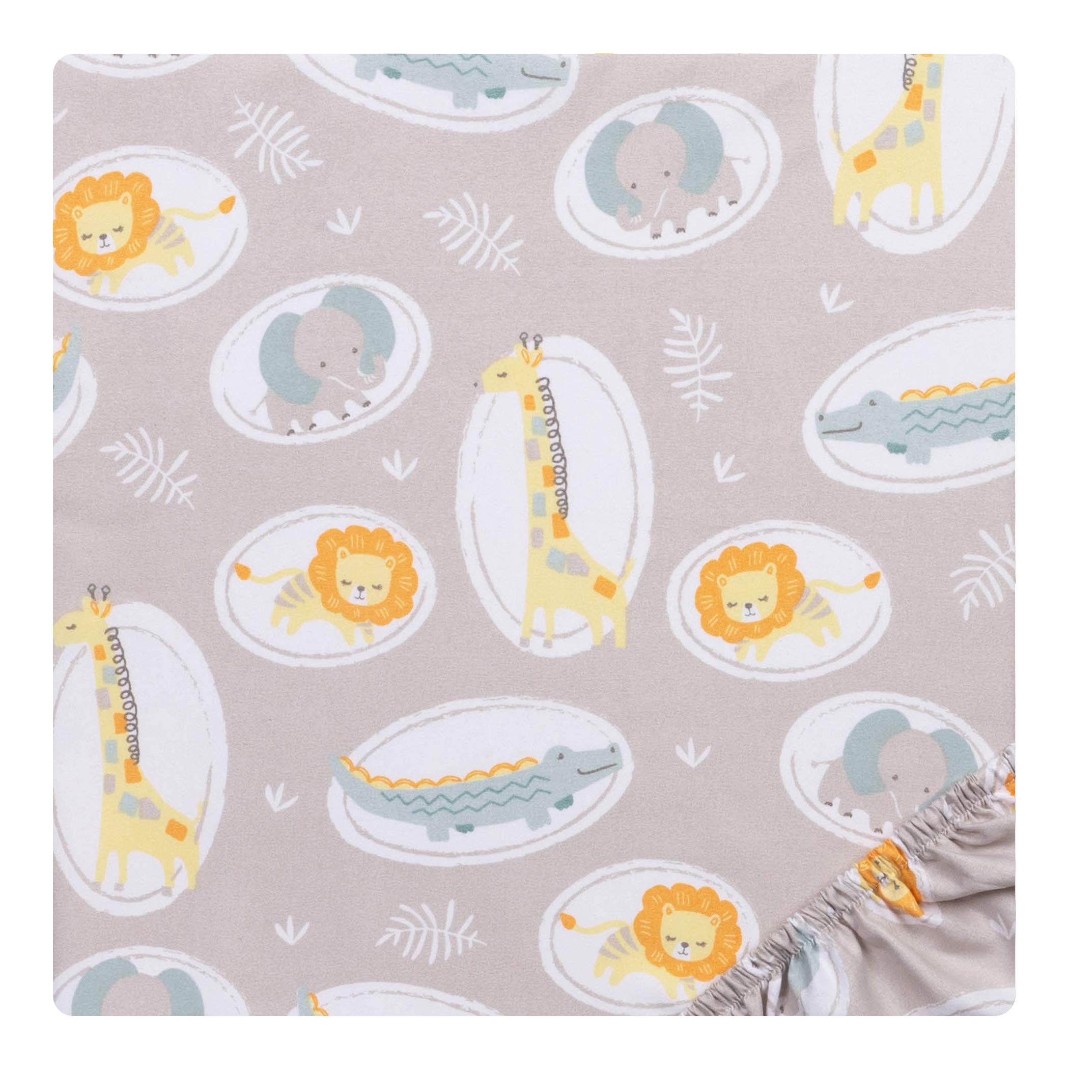 Sammy & Lou Jungle Pals 2-Pack Microfiber Fitted Crib Sheet Set, Fits Standard Crib Mattress 28 in x 52 in; Fully Elasticized,