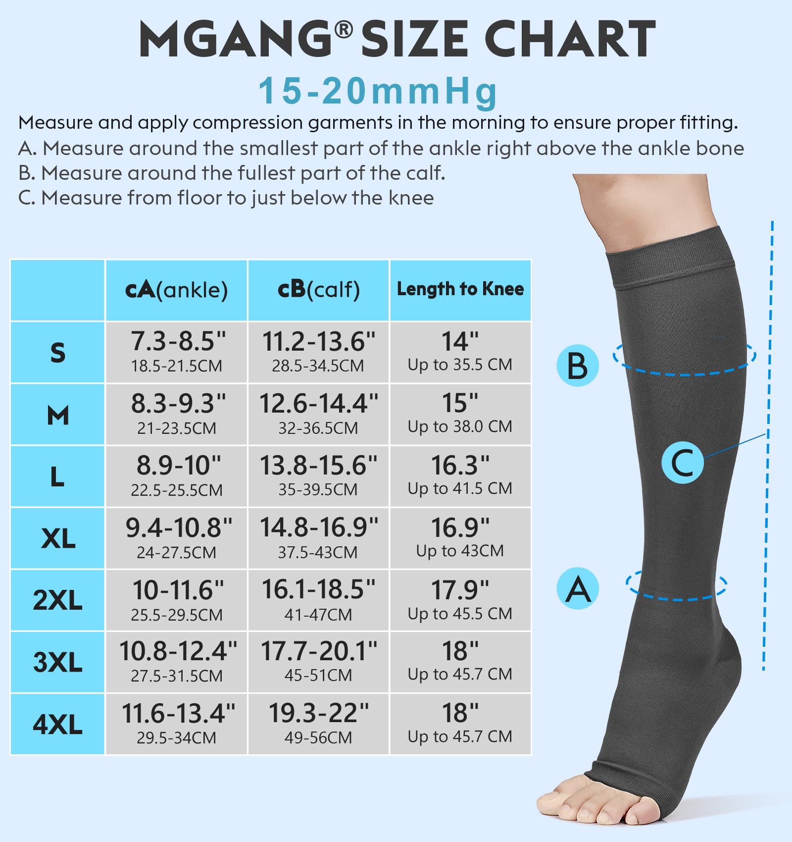 MGANG® 15-20 mmHg Compression Stockings, Knee High Compression Socks for Men and Women, Opaque, Best for Nursing, Running, Travel, Sitting, Standing, Muscle Recovery, Swollen Legs, Beige 4X-Large