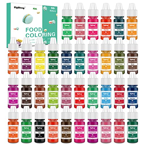 Food Coloring - 36 Color Concentrated Liquid Food Colouring Set - neon Liquid Food Color Dye for Baking, Decorating, Icing, Cooking, Slime Making Kit and DIY Crafts, 6ml Bottles(0.2 fl.oz.)
