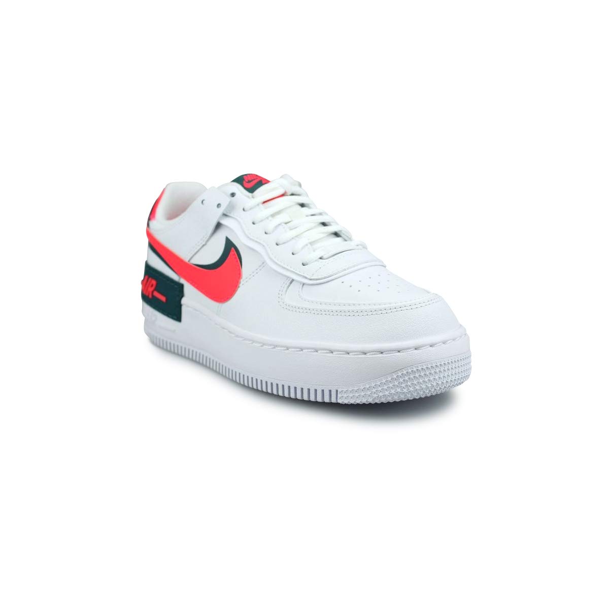 Nike Women Basketball Shoe, White Dk Teal Green Solar Red White White, 10.5 US