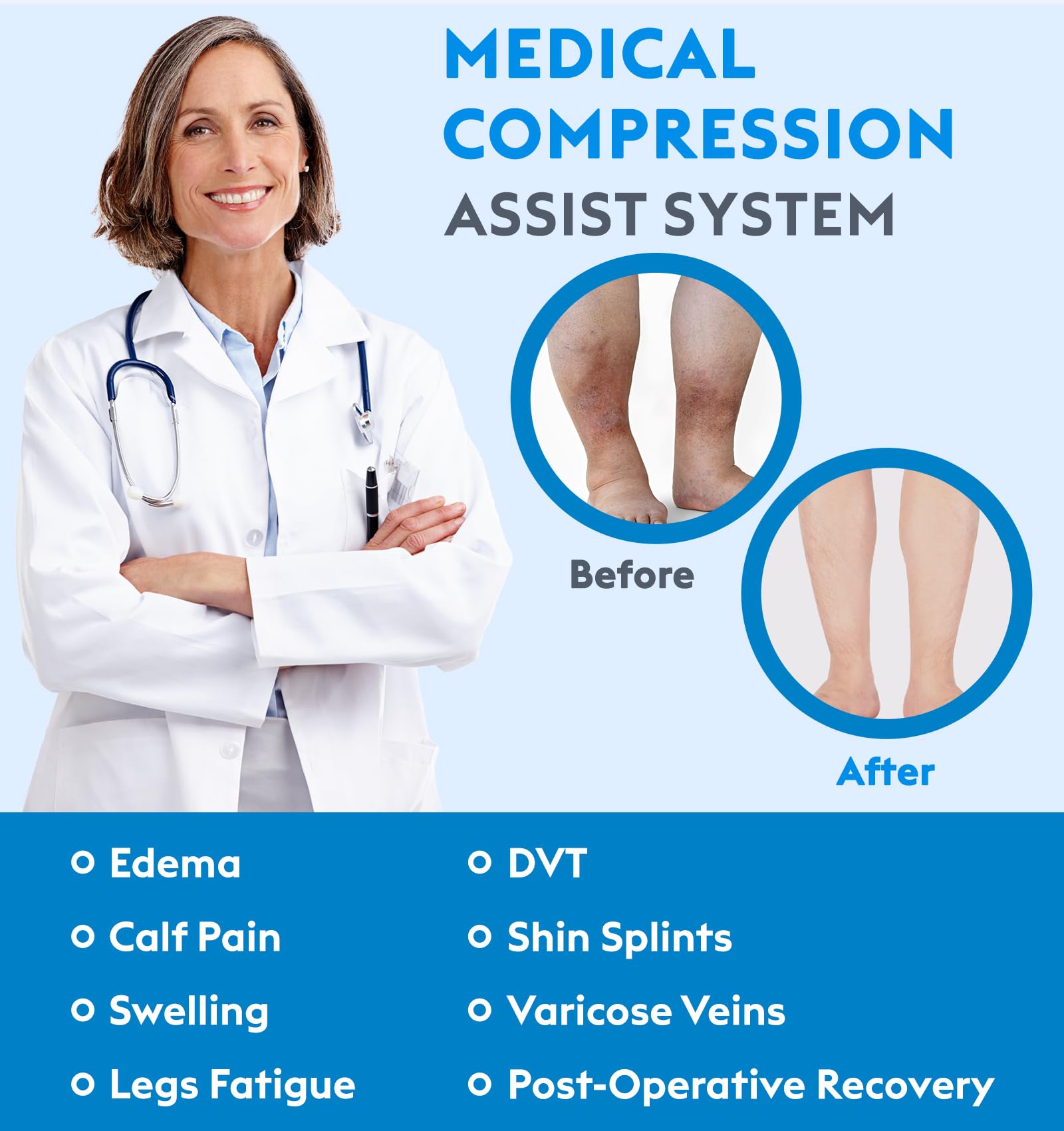 MGANG® 15-20 mmHg Compression Stockings, Knee High Compression Socks for Men and Women, Opaque, Best for Nursing, Running, Travel, Sitting, Standing, Muscle Recovery, Swollen Legs, Beige 4X-Large