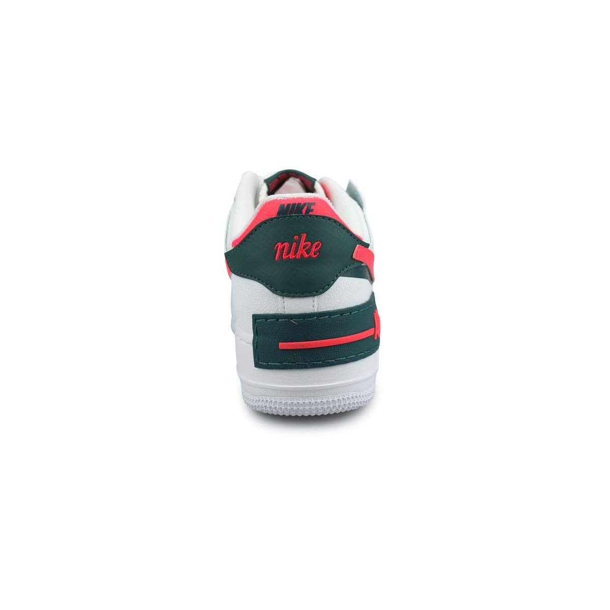 Nike Women Basketball Shoe, White Dk Teal Green Solar Red White White, 10.5 US
