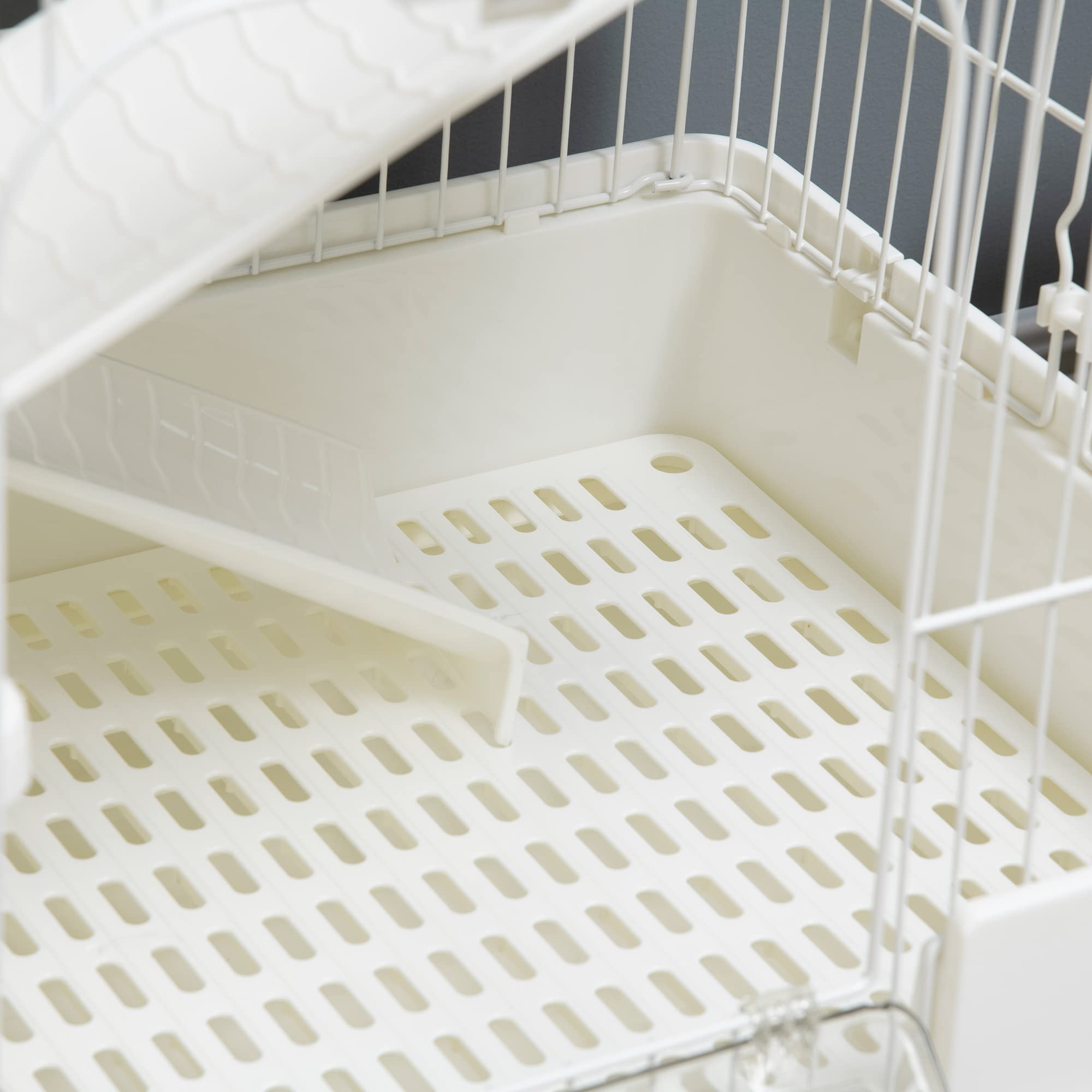 PawHut 4-Level Small Animal Cage Rabbit Hutch with Wheels, Removable Tray, Platform and Ramp for Bunny, Chinchillas, Ferret, White