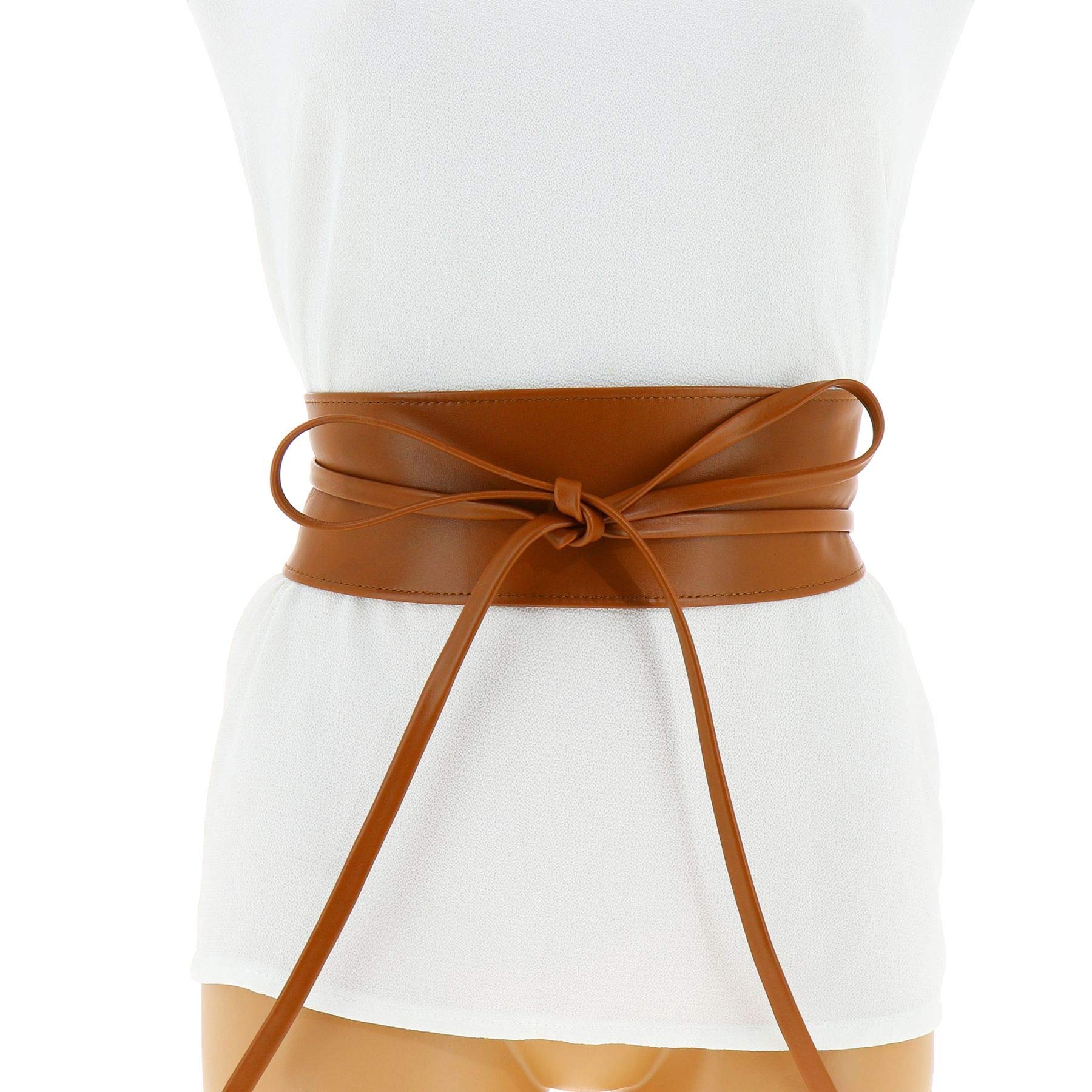 FASHIONGEN - Woman Italian leather Obi belt, CASSIANE - Camel, 3XL