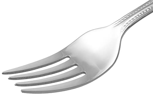Amazon Basics Stainless Steel Dinner Forks with Pearled Edge, Pack of 12