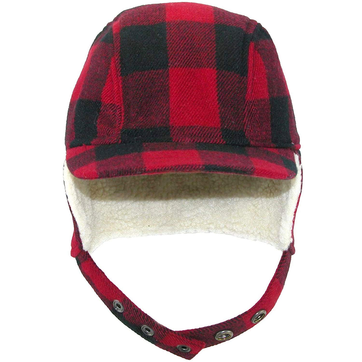Levine Hats Men's Wool Plaid Elmer Fudd Hat with Sherpa Earflaps Hunting Cap (XLarge - fits 7 1/2 to 7 5/8, Red/Black)