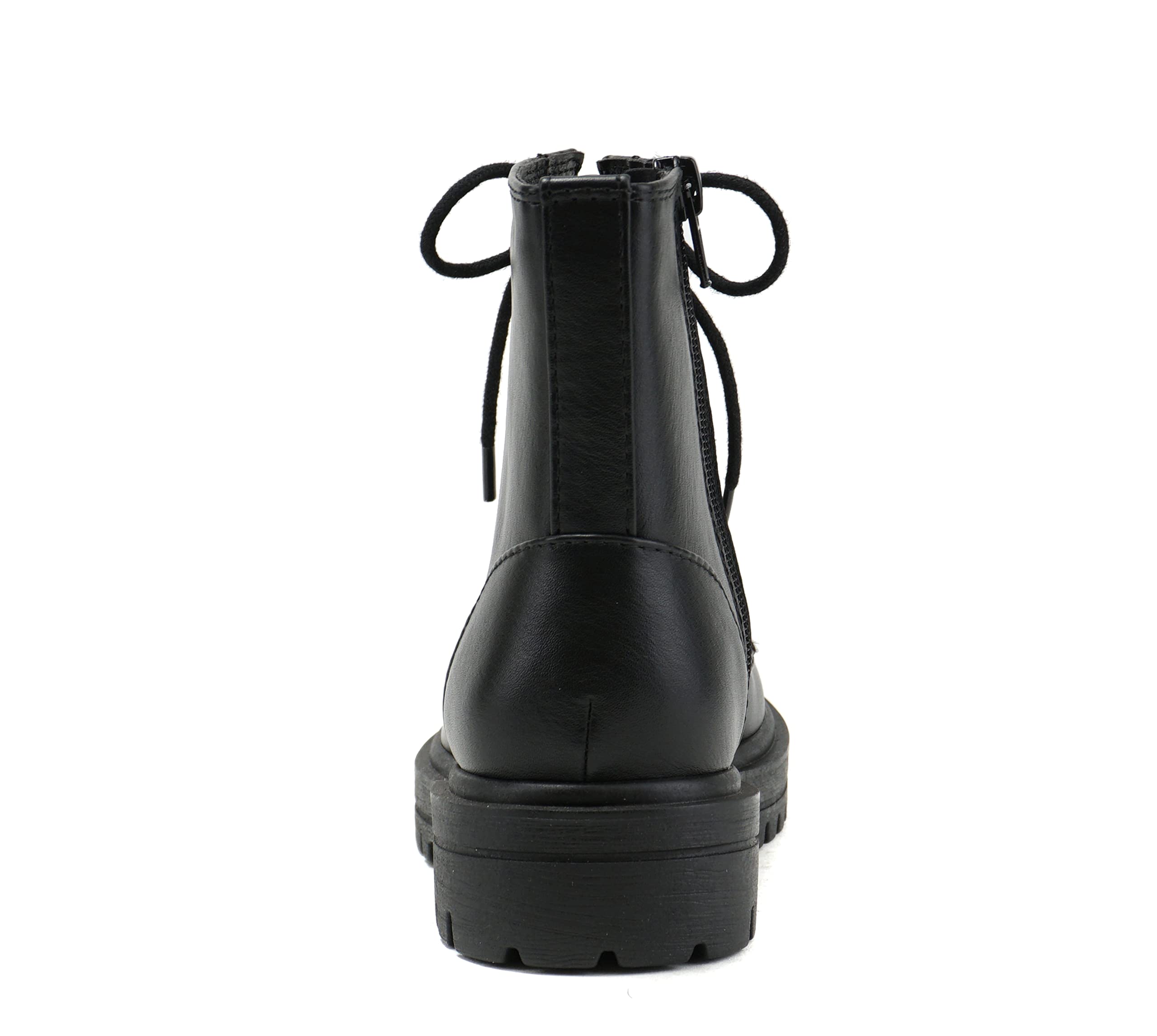 Soda Firm-IIS Girls Lace Up Side Zipper Vegan Leather Combat Boots (Black, numeric_13)