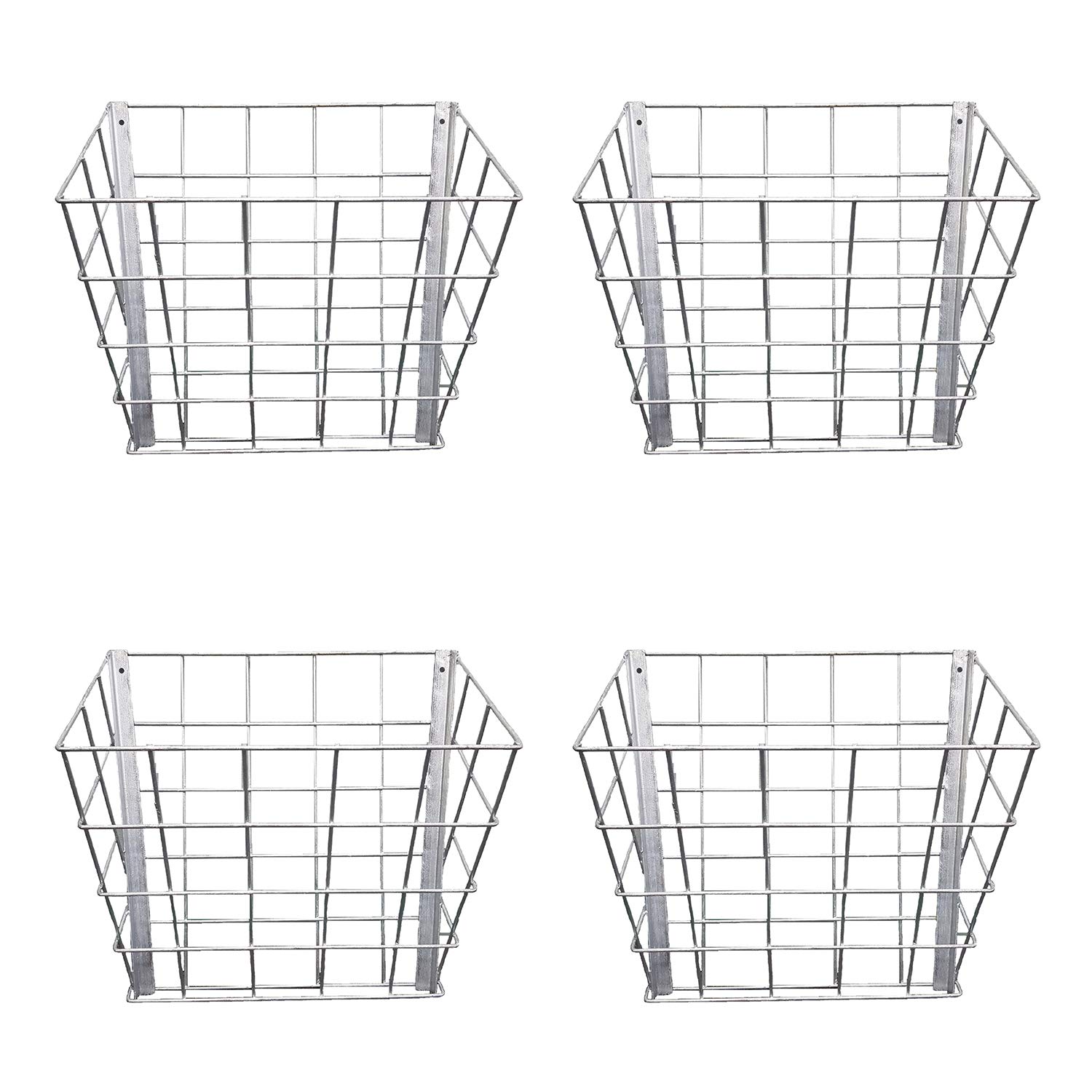 Rugged Ranch SGGBF Wall Mounted Galvanized Steel Sheep, Goat, Horse, Rabbit, Guinea Pig, and Cow Livestock Hay Feeder Rack, Silver (4 Pack)