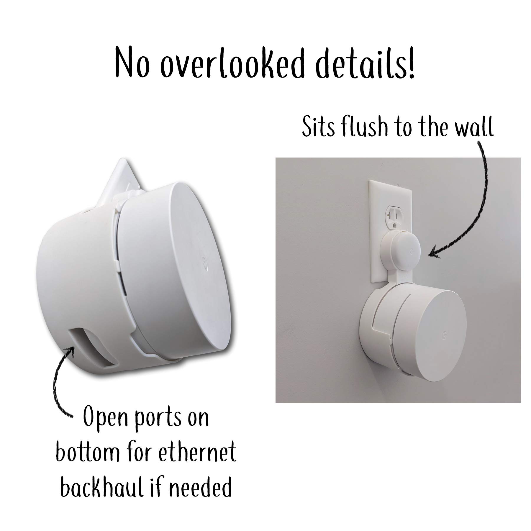 Google WiFi Outlet Holder Mount: [New 2020 – Present Version – Round Plug] The Simplest Wall Mount Holder Stand Bracket for Google WiFi Routers and Beacons - No Messy Screws! (3-Pack)