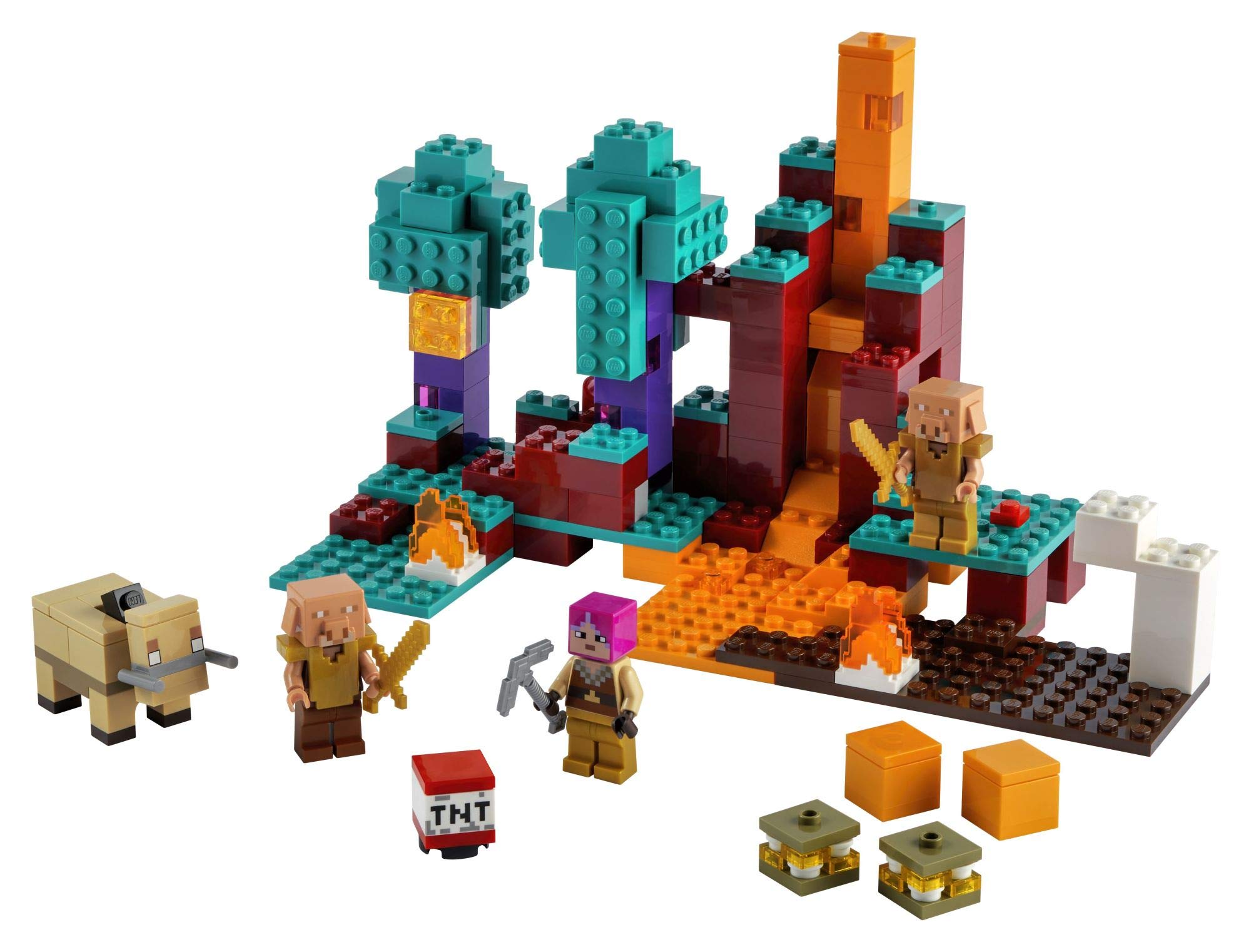LEGO Minecraft The Warped Forest 21168 Hands-on Minecraft Nether Creative Playset; Fun Warped Forest Building Toy Featuring Huntress, Piglin and Hoglin (287 Pieces)