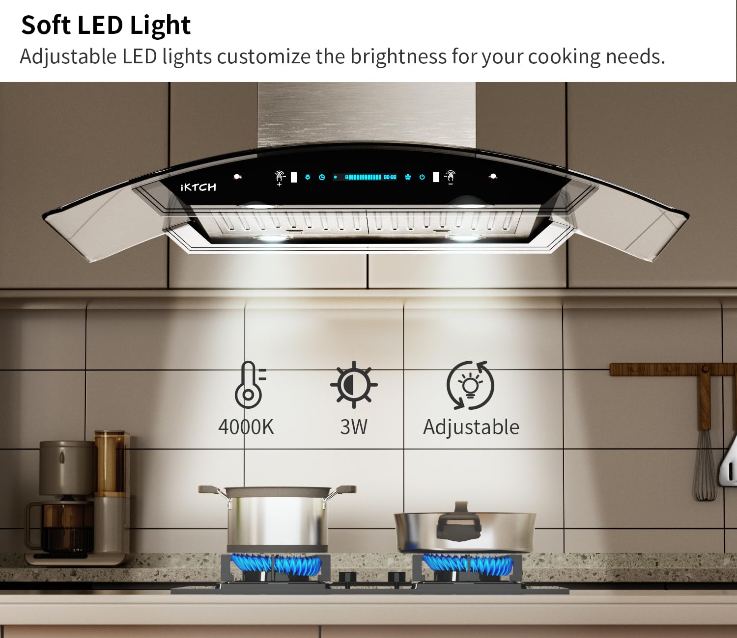 IKTCH Upgrated 30"Island Mount Range Hood,900 CFM Ducted Range Hood with 4 Speed Fan,Stainless Steel& Tempered Glass Range Hood 30 inch with Gesture Sensing&Touch Control Making life Smarter IKIS01-30