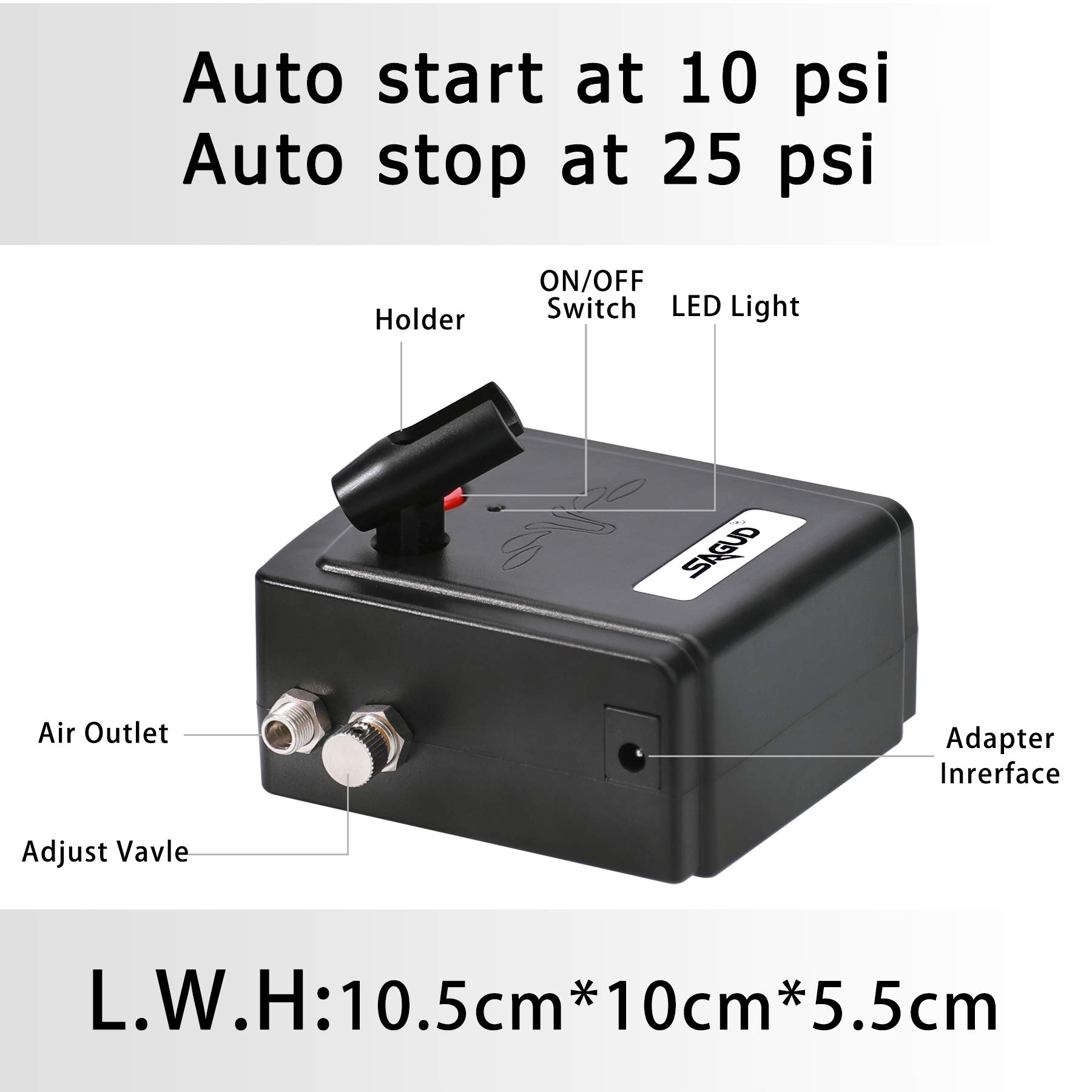 SAGUD Professional Mini Airbrush Kit with Portable Compressor - Perfect for Painting, Hobby, Craft, Model - Dual-Action Gravity Feed Air Brush Gun with Airbrush Cleaning Kit