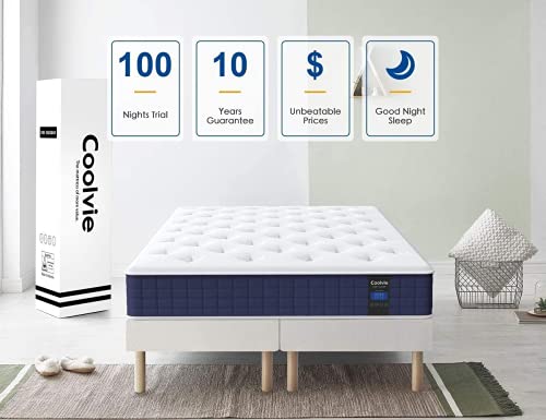 Coolvie Full Mattress, 10 Inch Hybrid Mattress Full Size, Individual Pocket Springs with Memory Foam, Bed in a Box, Cooler Sleep with Pressure Relief and Support