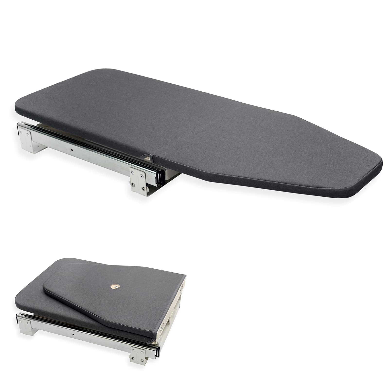 AKOZLIN Retractable Pull Out Ironing Board Closet Sliding Out Swivel Iron Board Mounted in Drawer with Heat Resistant Ironing Cover, Board Size: 31.88"*13", Gray