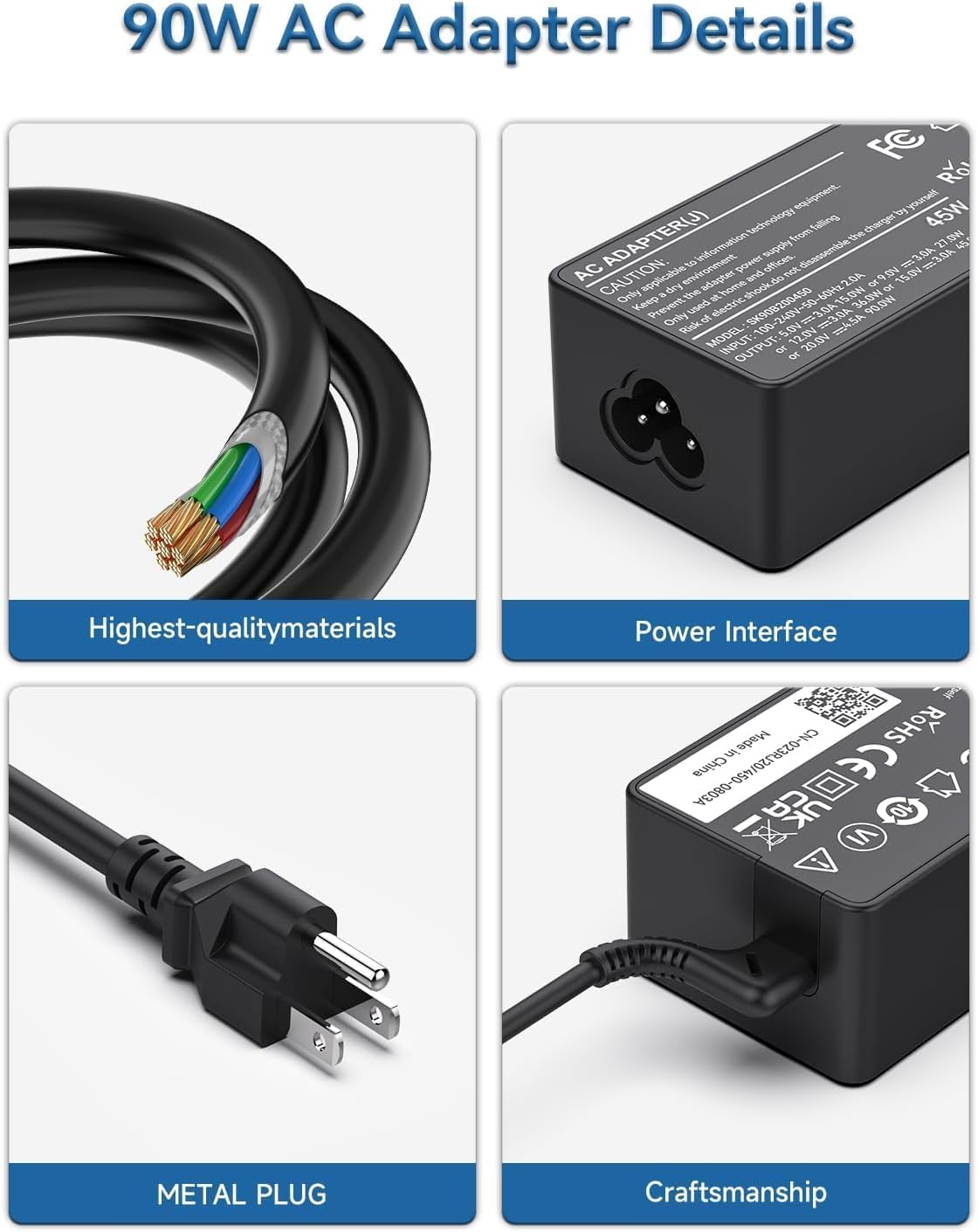 45W USB-C Laptop Charger for Chromebook Hp Dell Acer Asus Lenovo Samsung Laptop USB-C Adapter Power Cable More Device Type C Fast Charging